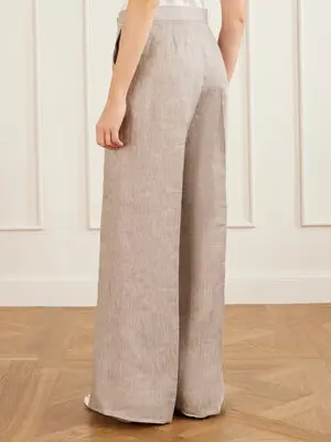 Max Mara Deserto Linen Wide-leg Pants - Neutrals
