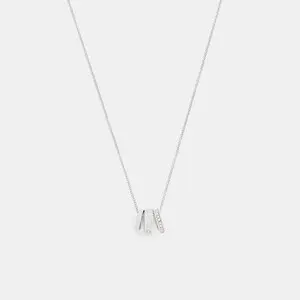 COACH COACH Signature C Rondelle Necklace Silver