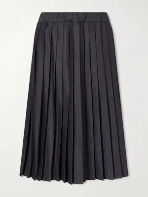 JIL SANDER Pleated Denim Midi Skirt