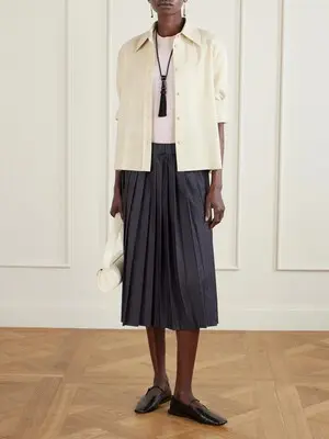 JIL SANDER Pleated Denim Midi Skirt