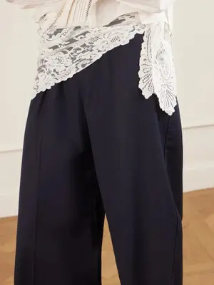 Sea Fiora Tropical Wool-blend Wide-leg Pants - Blue