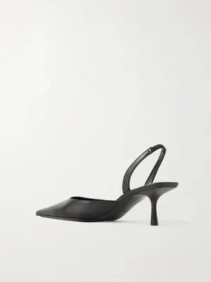 Saint Laurent Misty 55 Leather Slingback Pumps - Black