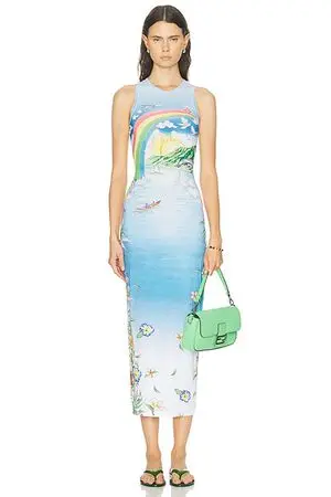 Casablanca Aloha Printed Midi Tank Dress