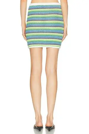 Casablanca Striped Crochet Knit Skirt - Green Multi