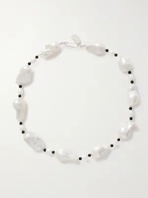 GOHAR WORLD Host Pearl And Onyx Necklace - Neutrals