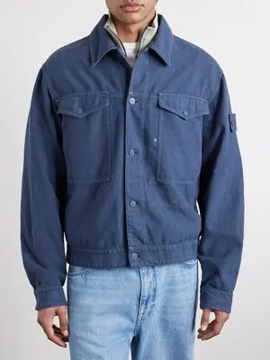 Stone Island Ghost Logo-appliquéd Linen-blend Trucker Jacket