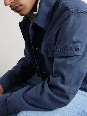 Stone Island Ghost Logo-appliquéd Linen-blend Trucker Jacket