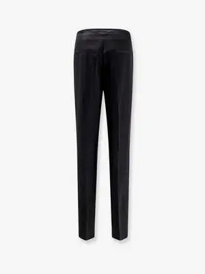 TOTEME Viscose And Linen Trousers With Raw Edge Hem - Black