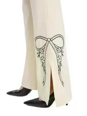 Cinq À Sept Abeline Floral Detail Trousers - Neutrals