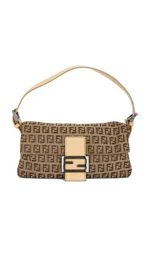 FWRD RENEW Fendi Zucchino Baguette Shoulder Bag - Brown