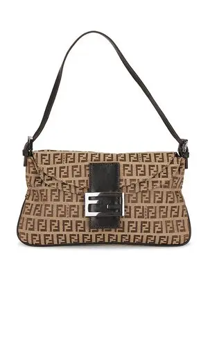 FWRD RENEW Fendi Zucchino Baguette Shoulder Bag - Brown