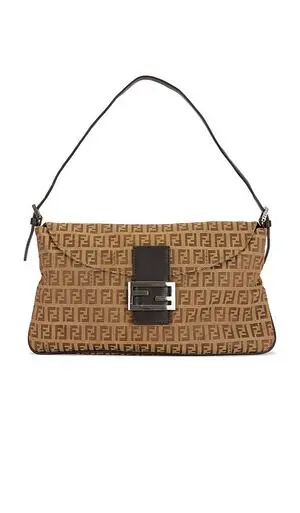 FWRD RENEW Fendi Zucchino Baguette Shoulder Bag - Brown