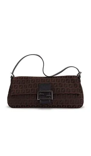 FWRD RENEW Fendi Zucchino Monogram Shoulder Bag - Brown