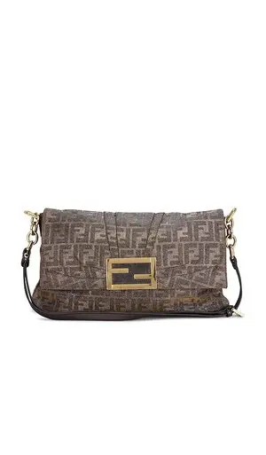 FWRD RENEW Fendi Zucchino Baguette Shoulder Bag - Brown