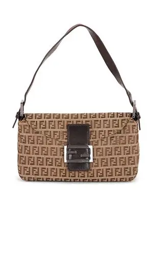 FWRD RENEW Fendi Zucchino Baguette Shoulder Bag - Brown