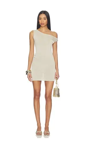 SNDYS. Rahni Shimmer Knit Mini Dress - Beige