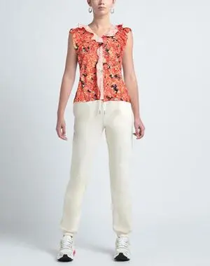 High Floral-print Cotton Top - Orange