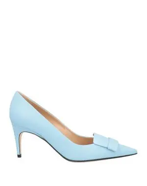 SERGIO ROSSI SERGIO ROSSI Taupe Leather Pointed Toe Stiletto Heel Pumps Blue