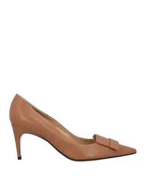 SERGIO ROSSI SERGIO ROSSI Taupe Leather Pointed Toe Stiletto Heel Pumps Brown