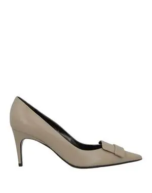 SERGIO ROSSI Leather Pointed Toe Stiletto Heel Pumps - Grey
