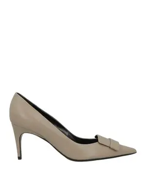 SERGIO ROSSI Leather Pointed Toe Stiletto Heel Pumps - Grey