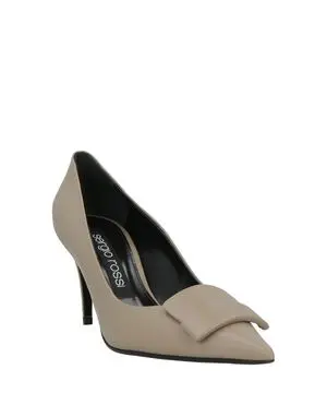 SERGIO ROSSI Leather Pointed Toe Stiletto Heel Pumps - Grey