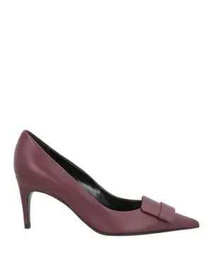 SERGIO ROSSI SERGIO ROSSI Taupe Leather Pointed Toe Stiletto Heel Pumps Red