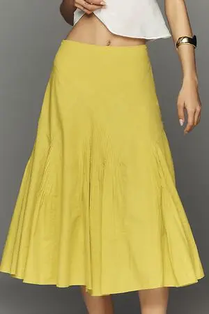 Maeve Pintuck Midi Skirt - Celery