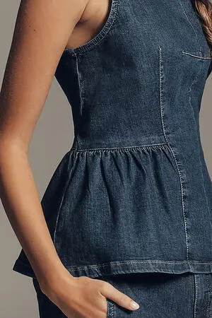 Maeve Denim Peplum Sleeveless Top