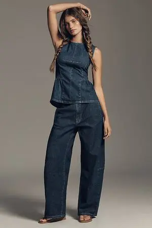 Maeve Denim Peplum Sleeveless Top