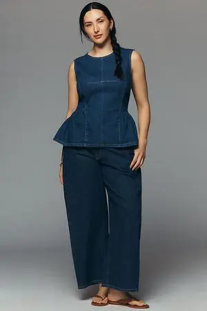 Maeve Denim Peplum Sleeveless Top