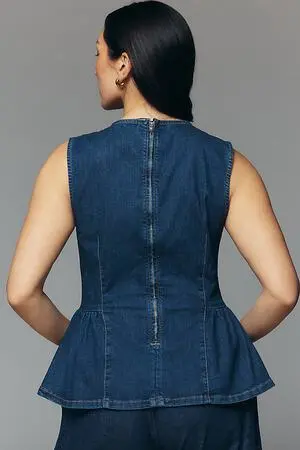 Maeve Denim Peplum Sleeveless Top
