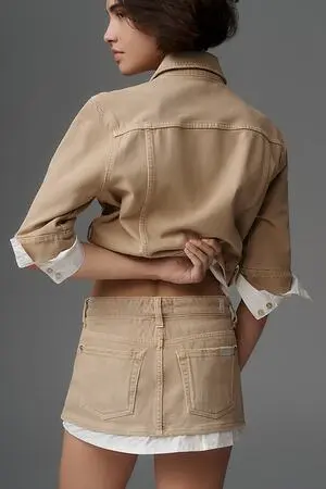 7 For All Mankind Layered Denim Mini Skirt - Tan