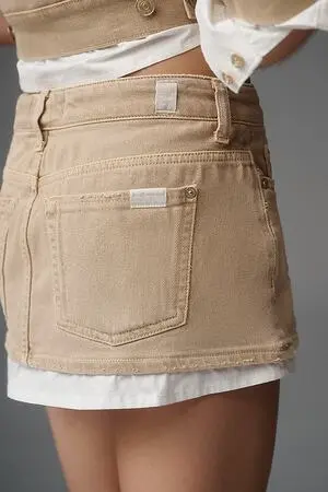 7 For All Mankind Layered Denim Mini Skirt - Tan