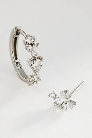 Anthropologie Crystal Huggie Earrings, Set Of 2