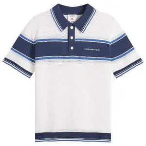 Casablanca Mesh Stripe Polo - Blue