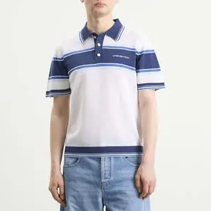 Casablanca Mesh Stripe Polo - Blue