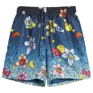 Casablanca Collage D’Icones Graphiques Silk Shorts Multi