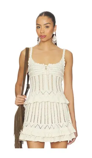 Isabel Marant Étoile Crochet Knit Top With Ruffle Hem