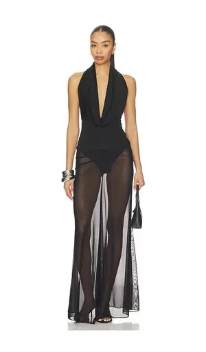 Lapointe Halterneck Cowl Top - Black