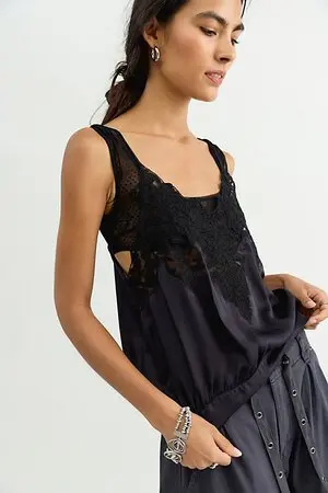 Free People Reya Lace Top - Black Combo