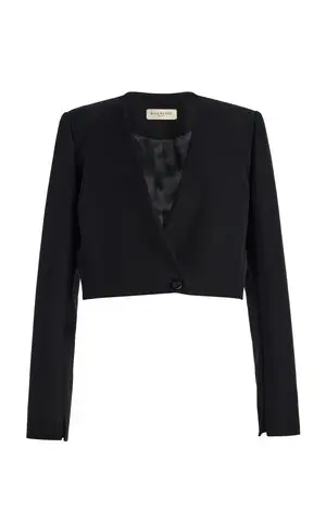 KALLMEYER Wool-blend Cropped Blazer - Black