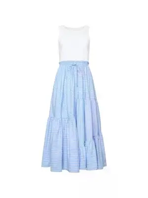 Cinq À Sept Striped Ruffled Midi Dress - Blue