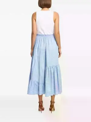 Cinq À Sept Striped Ruffled Midi Dress - Blue