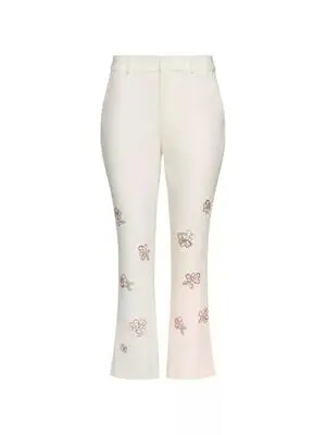 Cinq À Sept Floral-detail Cropped Trousers - Neutrals