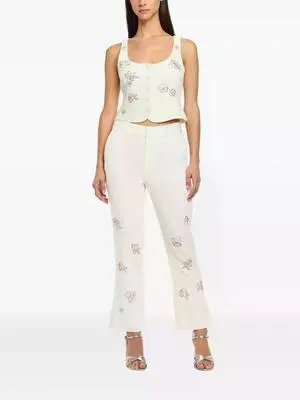 Cinq À Sept Floral-detail Cropped Trousers - Neutrals