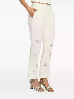 Cinq À Sept Floral-detail Cropped Trousers - Neutrals