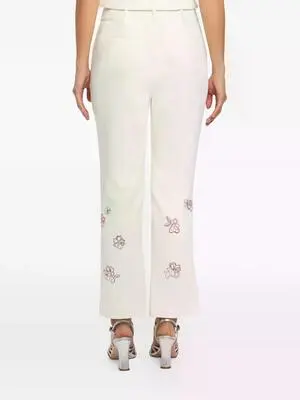 Cinq À Sept Floral-detail Cropped Trousers - Neutrals