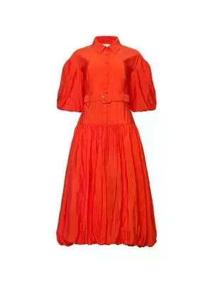 Cinq À Sept Daliah Belted Balloon-sleeve Midi Dress - Red