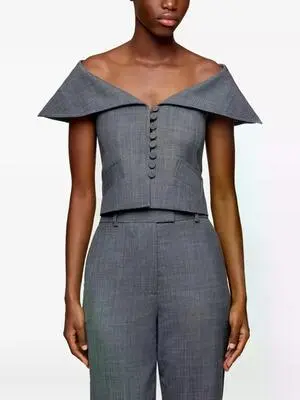 GANNI Wool Melange Off-shoulder Vest